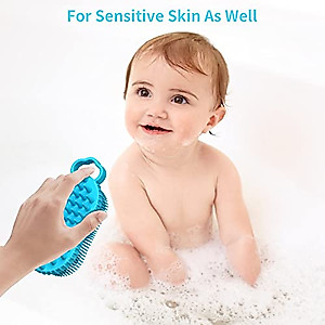 BathWe 2 Pack Silicone Body Scrubber, 2 in 1 Shower and Shampoo Scalp Massager Brush for Dry and Wet, Men Women Bath Exfoliate Accessory (Large)