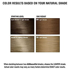 AGE beautiful Permanent Hair Color Dye Liqui Creme | 100% Gray Coverage | Anti-Aging Haircolor | Biotin for Thicker, Fuller Hair | Professional Salon Coloring | 9N Light Blonde