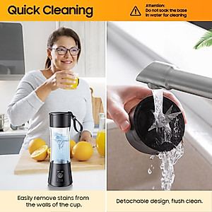 Portable Blender Personal Size Blender - Blender for Smoothies and Shakes, Mini Blender with Six Blades in 3D, Small Blender 380Ml Travel Cup, Freshly Squeezed for Picnic/Sprots