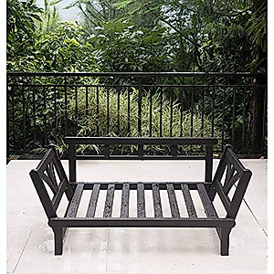 Outdoor Futon Convertible Sofa Daybed Deep Seating Adjustable Patio Furniture (Green)