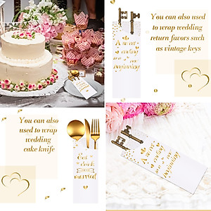 100 Pieces Valentine's Day Silverware Bags Wedding Silverware Sleeves Utensil Holder Unfinished Personal Name Paper Silverware Bag Disposable Cutlery Holder for Rehearsal Dinner Engagement Barbeque