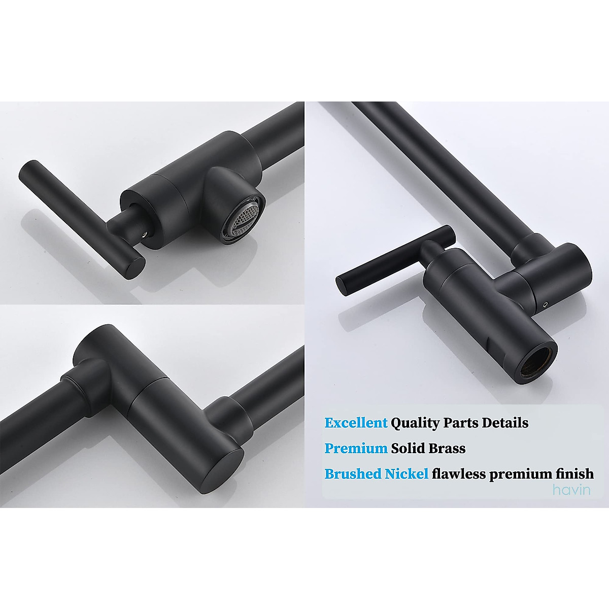 Havin Black Kitchen Faucet with Pull Down Magnetic Sprayer with Black Pot Filler Faucet