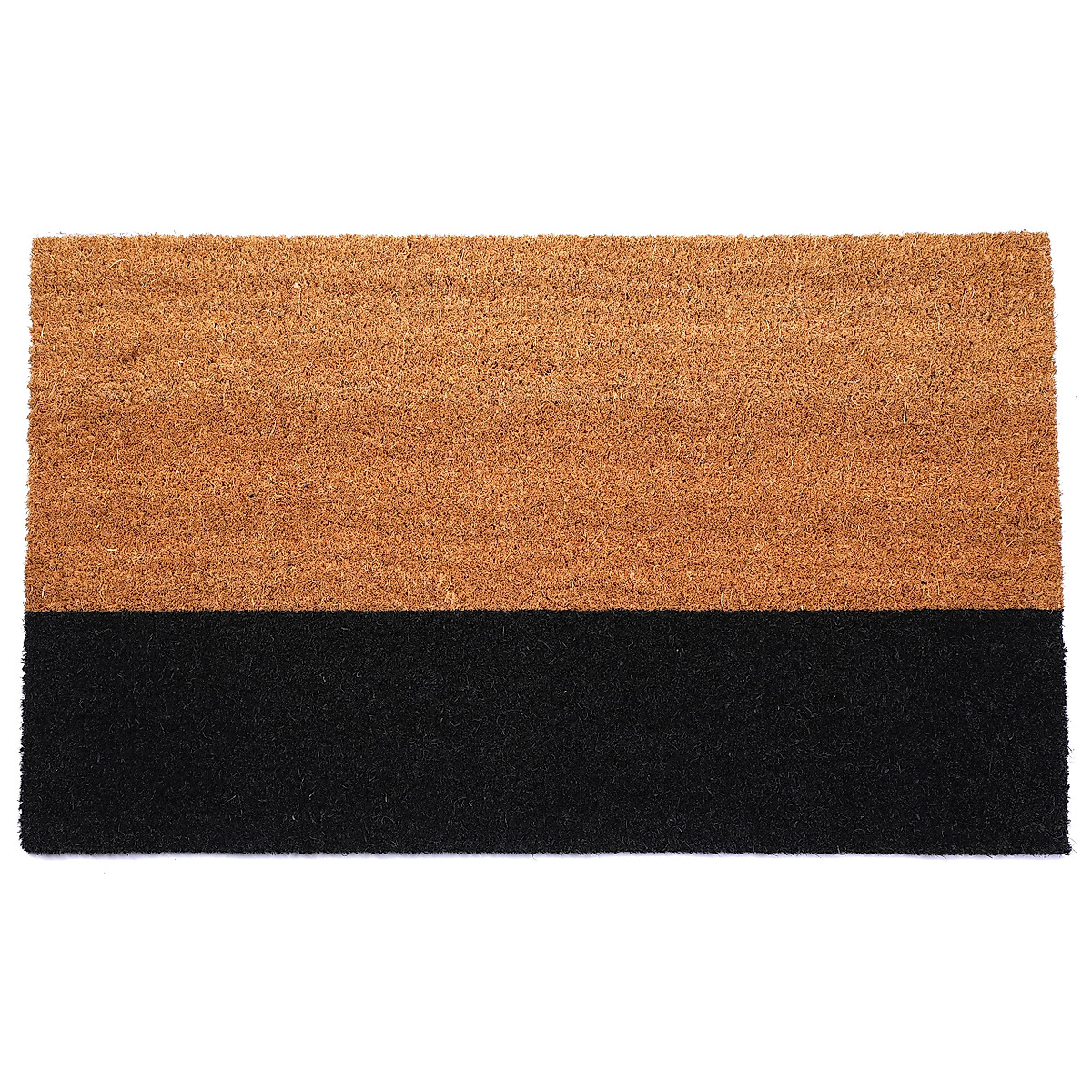 Fab Habitat Modern Non Slip Doormat - Durable, Thin - Natural Coir & Rubber - Entryway, Front Door, Porch, Patio - Black Belt Black/Natural (18" x 30" Non-Slip)