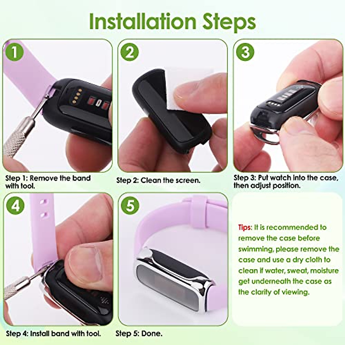 NANW 3-Pack Screen Protector Compatible with Fitbit Inspire 3, TPU Rugged Bumper Case Cover All-Around Protective Plated Bumper Shell Accessories for Inspire 3 Smartwatch