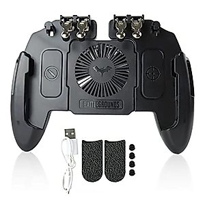 NGHTMRE Mobile Game Controller with Cooling Fan/Phone Holder/Finger Sleeves for Most of the FPS Games Including Call Duty, Rules Survival, Knives Out, Cross Fire, 4.7”-6.5” iOS Android Phones