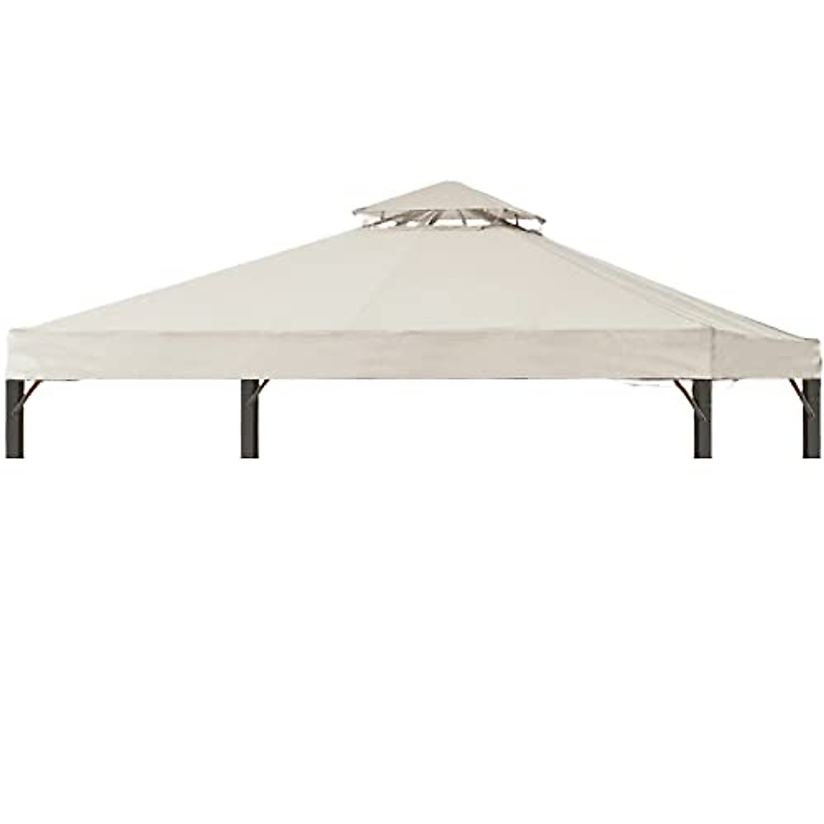Durcover Gazebo Replacement Top 10x10 ft, Gazebo Canopy Replacement Cover for 2 Tier Outdoor Patio Garden Tent Frames, Waterproof UV-Resistant, Canopy Cover with Air Vent Only, Beige
