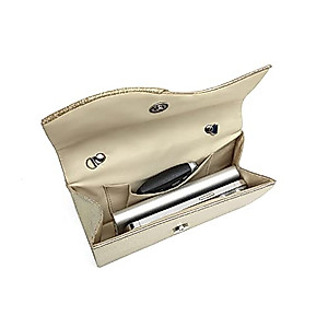 Dreubea Women's Glittering Envelope Purse Evening Shoulder Crossbody Wedding Bag Gold