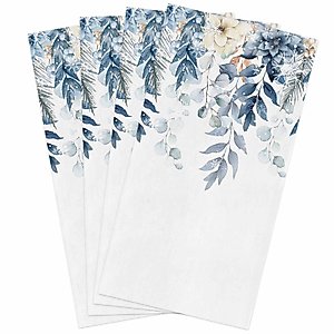 ZOE GARDEN Blue Christmas Kitchen Towels,Absorbent Microfiber Kitchen Dish Hand Tea Bath Towel,Quick Dry Cleaning Cloth Dishclothes Decorative Sets, Eucalyptus Leaves Flower Snowflake (4-PC, 18x28)