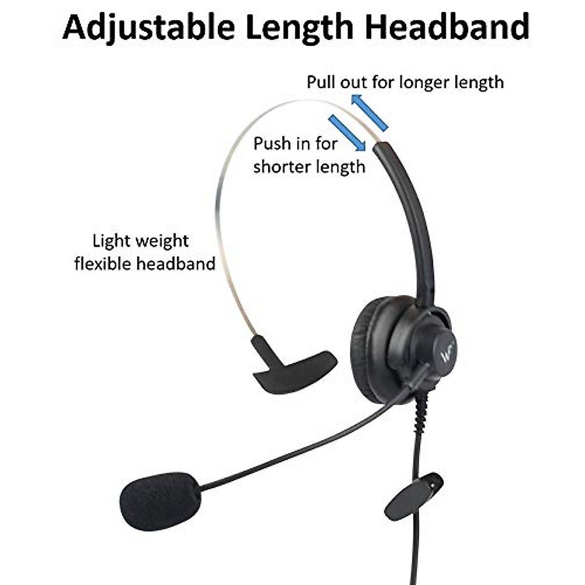 WirelessFinest Headset Headphone Hands-Free + Microphone Compatible for Only Avaya 9608 9608g 9620l A1608-i J139 J169 J179 IP VIOP Home Office Work Desktop Telephone Black