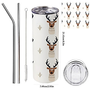 Cartoon Christmas Deer insulated tumblers，Cartoon Christmas Deer coffee cup Gift，Cartoon Christmas Deer Drinking Glasses-Tea Cup-Coffee Mug tumbler with lid and straw 20 oz insulated tumbler cups