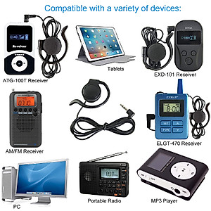 EXMAX SEP-01 Sports Stereo Headphones 3.5mm Headset Single Side Ear Hook Bass Earphone for Wireless Tour Guide System Receiver MP3 Player Laptop Computer Tablets-Left Side