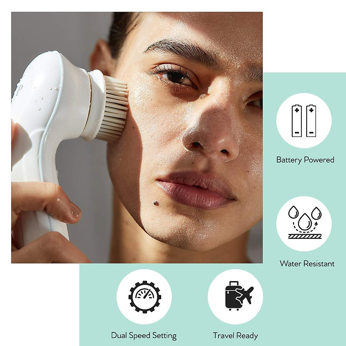 My Life My Shop Ultimate Spin Facial Cleansing Brush (Blue) Ultimate Skin Spa with 3 Interchangeable Face Brushes- Daily Cleansing, Exfoliating Brush, Silicone Brush &Protective Case