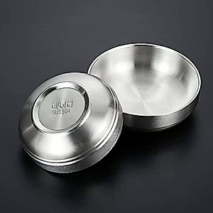 Lomoker 3.5" Double Wall Stainless Steel Soy Sauce Dishes, 3.5 Oz Small Dessert Bowls, Snack Bowls, Prep Bowls, Dipping Sauce Cups, Dishwasher Safe, Set of 4, Silver