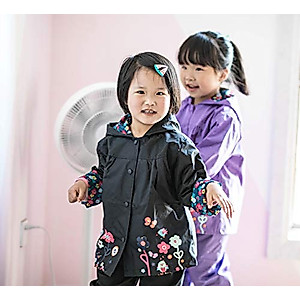 PongYou Toddler Waterproof Rain Pants Dirty Proof Windbreak Cute Outwear Pants for Boys and Girls Black, 2T(For Age 1-2)