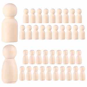 Christmas Doll 40Pcs Wooden Peg Dolls Unfinished Peg People Unpainted Wood Figures Decorative for DIY Graffiti Painting, Arts, Crafts Projects Wooden Toys Unfinished Wood