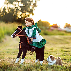 THE QUEEN'S TREASURES 18 Inch Doll Accessories, Officially Licensed Little House on The Prairie Jack The Bulldog, Comes with a Jute Rope Collar, Pet Companion Compatible for Use with American Girl