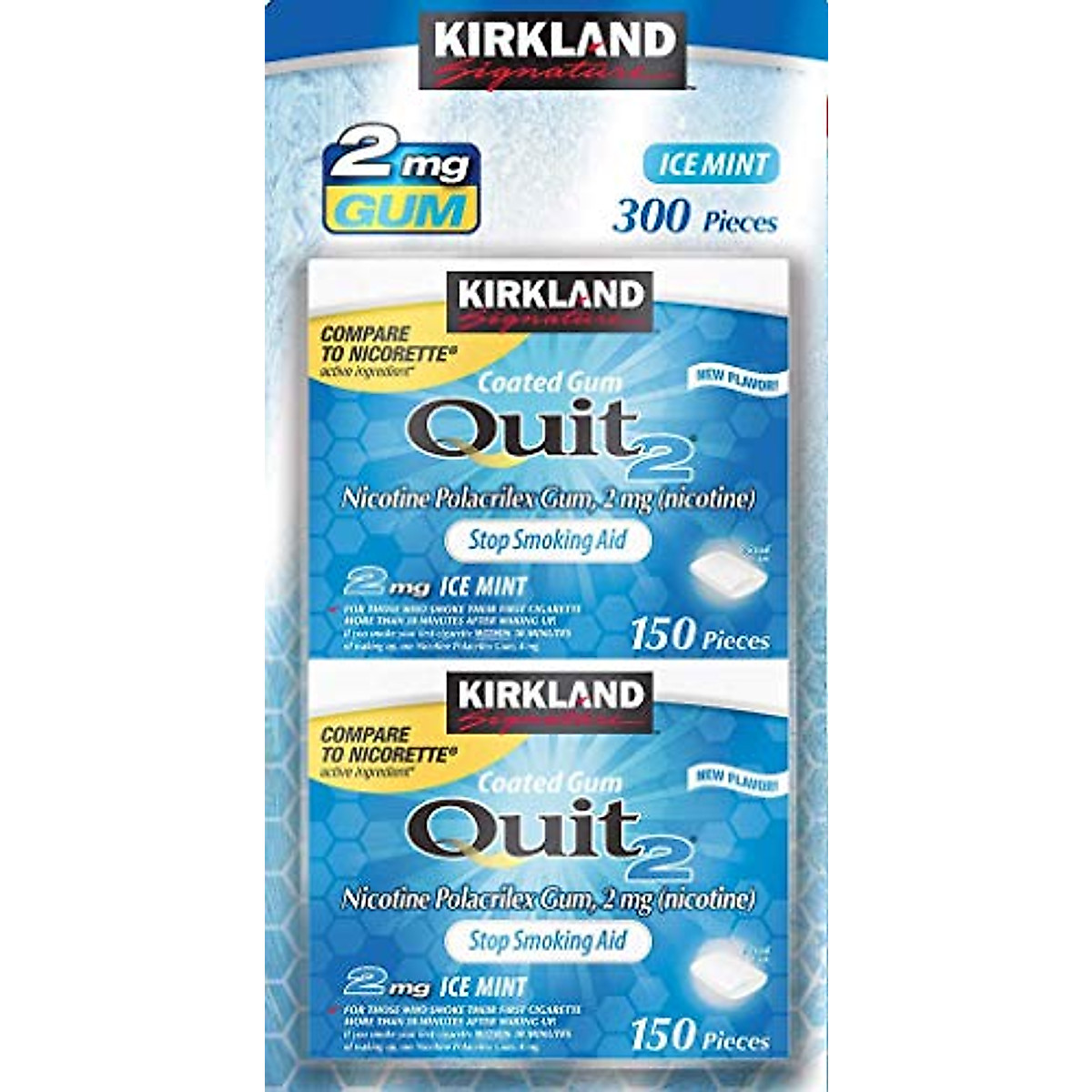 Kirkland Signature Quit Ice Mint Gum 2mg, 300 Pieces