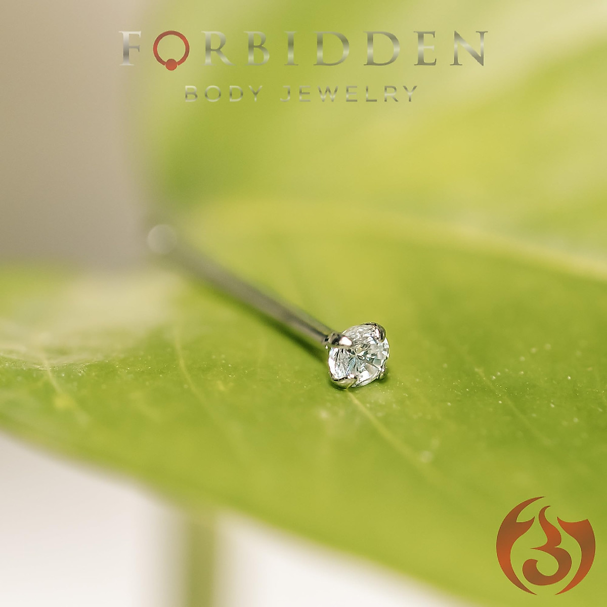 Forbidden Body Jewelry .925 Sterling Silver Custom Bendable Clear 2mm CZ Fishtail L Shaped Nose Ring