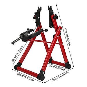 KENANLAN Bike Repair Tool, Aluminium Alloy Red Simple Convenient Wheel Truing Stand Home Bike Repair Maintenance Support Tool Accessory