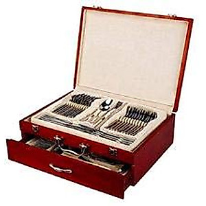 Impressive Italian Collection Flatware Storage Box with Drawer - Ideal for Organizing 75-Piece Set (Flatware Box 1)