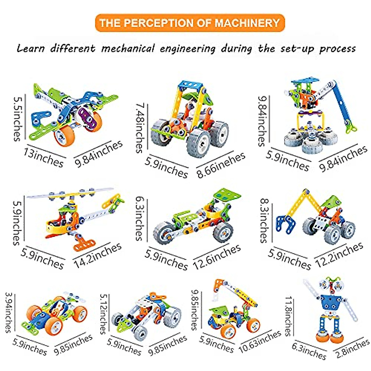 AIVIAI STEM Building Toys Set for Kids Education Construction Building Blocks Toy Learning Engineering Kit Toy for Boys and Girls Ages 5-12 Years Old, Christmas/Birthday Gift Idea (167 PCS)