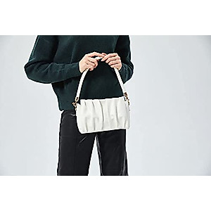 White Purse Female Shoulder Crossbody Bags Purses for Womens With Metal Chain Strap Cute Removable Strap Cinched Small