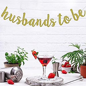 Husbands to Be Banner, Gay Wedding Shower, Engagement, Bachelor Party Sign Decorations Supplies, Mr & Mr, EnGAYged Bunting Garland, Pre-Strung, Gold Glitter