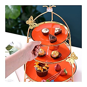 Tiered Tray Dessert Table, Commercial Dessert Table, Cake Temporary Cake Display Shelf, Family Living Room, Tea Table, Fruit Tray Display Shelf Tower Tray (Color : E, Size : Three floors)
