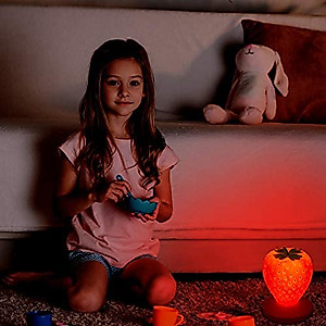 Mudder Strawberry Night Light Cute Silicone Strawberry Lamp LED Decorative Night Light Kawaii Fruit Gifts 3 Modes Touch Gift for Room Decor(Red)