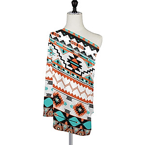 Ethnic Geometric Chevron Aztec Nursing Cover Breastfeeding Scarf, Stretchy Infant Carseat Canopy Multi-use Stroller Cover Car Seat Cover for Baby Girl Boy