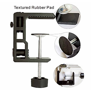 Replacement Heavy Duty C Clamp for 1/2” and 5/8” Hole Base Magnifying Lamp,Desk Lamp,Swing Arm Lamp,Phone I pad Mount,Tablet Mic Holder,Table Mount Clamp for Microphone Stand Mic Boom Arm (G2 BLACK)