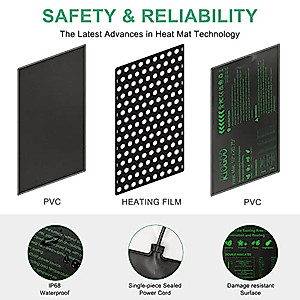 RIOGOO 10"x20.75" Seedling Heat Mat and Thermostat Controller 68-108°F Digital Thermostat Controller IP68 Waterproof (Heated mat+Thermostat Controller)