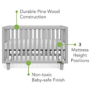 Child Craft Tremont 4-in-1 Convertible Crib, Baby Crib Converts to Day Bed, Toddler Bed and Full Size Bed, 3 Adjustable Mattress Positions, Non-Toxic, Baby Safe Finish (Gentle Gray)