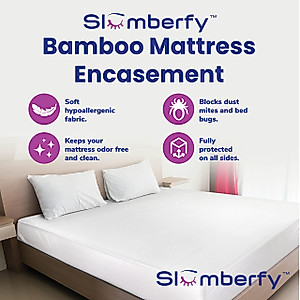 Cal King Size Waterproof Bamboo Mattress Encasement by Slumberfy - Premium Skin-Safe Mattress Protector with 360° EZ Zipper, Lab-Tested Bed Bug Protection, Zippered Encasement (72x84 in)