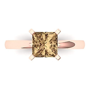 Clara Pucci 1.50ct Princess Cut Solitaire Champagne Simulated Diamond 4 Prong Engagement Bridal Anniversary Ring 18K Rose Gold 3.5