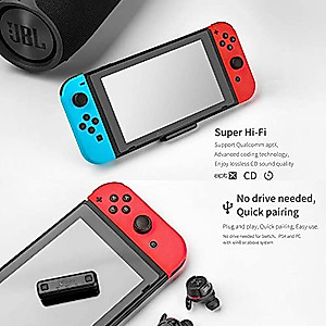 GuliKit Route Air Bluetooth Adapter for Nintendo Switch/Switch Lite PS4 PC, Dual Stream Bluetooth Wireless Audio Transmitter with aptX Low Latency Connect Your AirPods Bluetooth Speakers Headphone