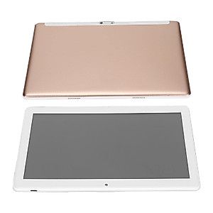 Zyyini Tablet, 1280x800 HighDefinition Resolution Tablet, 10 Inch Sensitive Touch Full View Gaming Tablet, Compatible for Android 9.0, Golden, 100‑240V (US Plug)
