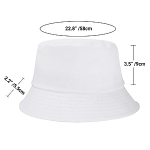 Umeepar Unisex Cotton Packable Bucket Hat Sun Hat Plain Colors for Men Women (1 Plain White)