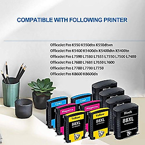 Wolfgray 88XL Ink Cartridge Compatible for HP 88XL 88 XL Ink Cartridge for HP Officejet Pro K5400 K550 K8600 L7480 L7550 L7580 L7590 L7650 L7680 L7750 L7780 Printer(4Black 2Cyan 2Magenta 2Yellow)