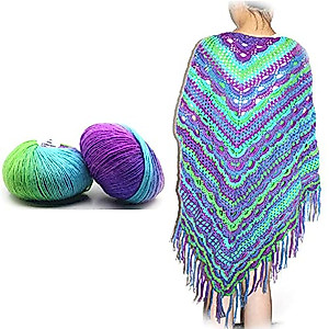 2Pcs Knitting Yarn Skeins Rainbow Multicolor Yarn Wool Crochet Yarn for Crocheting and Knitting Craft Yarn for Knitting and Crochet Projects DIY Crocheting Soft Knitting Yarn Skeins (50g)