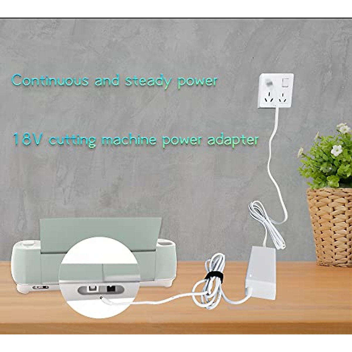 Power Adapter for Cricut Explore air 2 and Cricut Maker Cutting Machine, DC18V 3A Charger Power Cord Compatible with Cricut Expression 2/Explore/Explore Air/Explore One/Expression/Create/Cake/Mini
