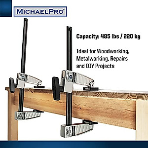 MichaelPro 2-Piece Smart F Clamps Set, 8-Inch & 12-Inch | Newly Designed Heavy Duty Steel Bar Clamps, Holds & Positions Quickly for Woodworking & DIY | MP018002