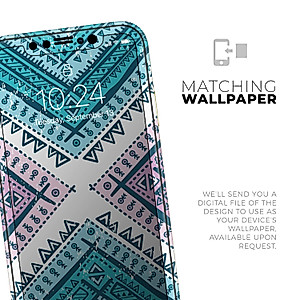 Design Skinz Ethnic Aztec Blue and Pink Point - DesignSkinz Protective Vinyl Decal Wrap Skin Cover Compatible with The Apple iPhone 7 Plus (Full-Body, Screen Trim & Back Glass Skin)