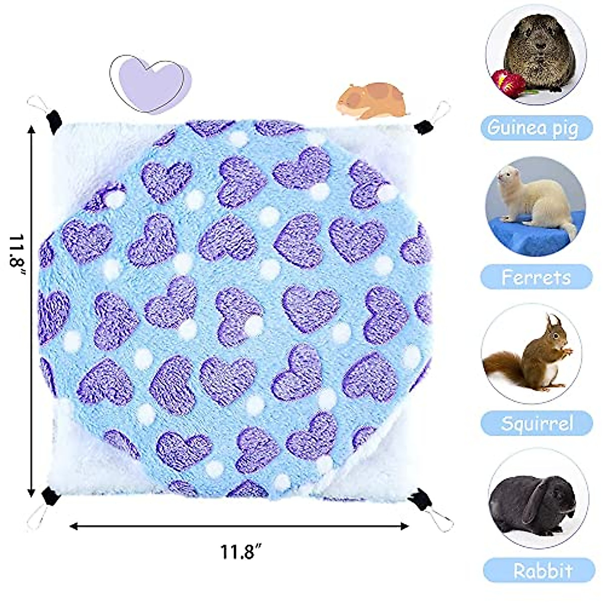 LAIRIES 2-Pack Guinea Pig Rat Hammock Guinea Pig Hamster Ferret Hanging Tunnel and Bed Hideout Set Guinea Pig Cage Bedding