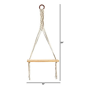 14in. x 24in. Handmade Macrame Wall Hanging with Wooden Shelf