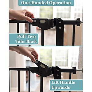 InnoTruth 39.6” Dog Gate for Stairs & Doorways, 30" Tall Baby Gate Pressure Mount Pet Gates, Easy Step Auto Close Both Sides Walk Thru Child Gate, Dual-Lock Safety Design and One-Hand Opening, Black