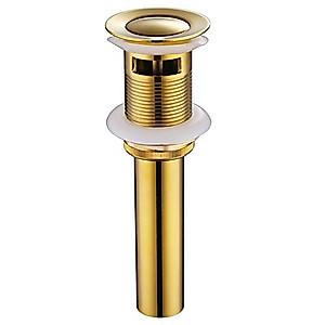 Bathroom Sink Drain Gold, Angle Simple Brass Pop Up Drain, Vanity Sink Stopper Drain Assembly, with Overflow