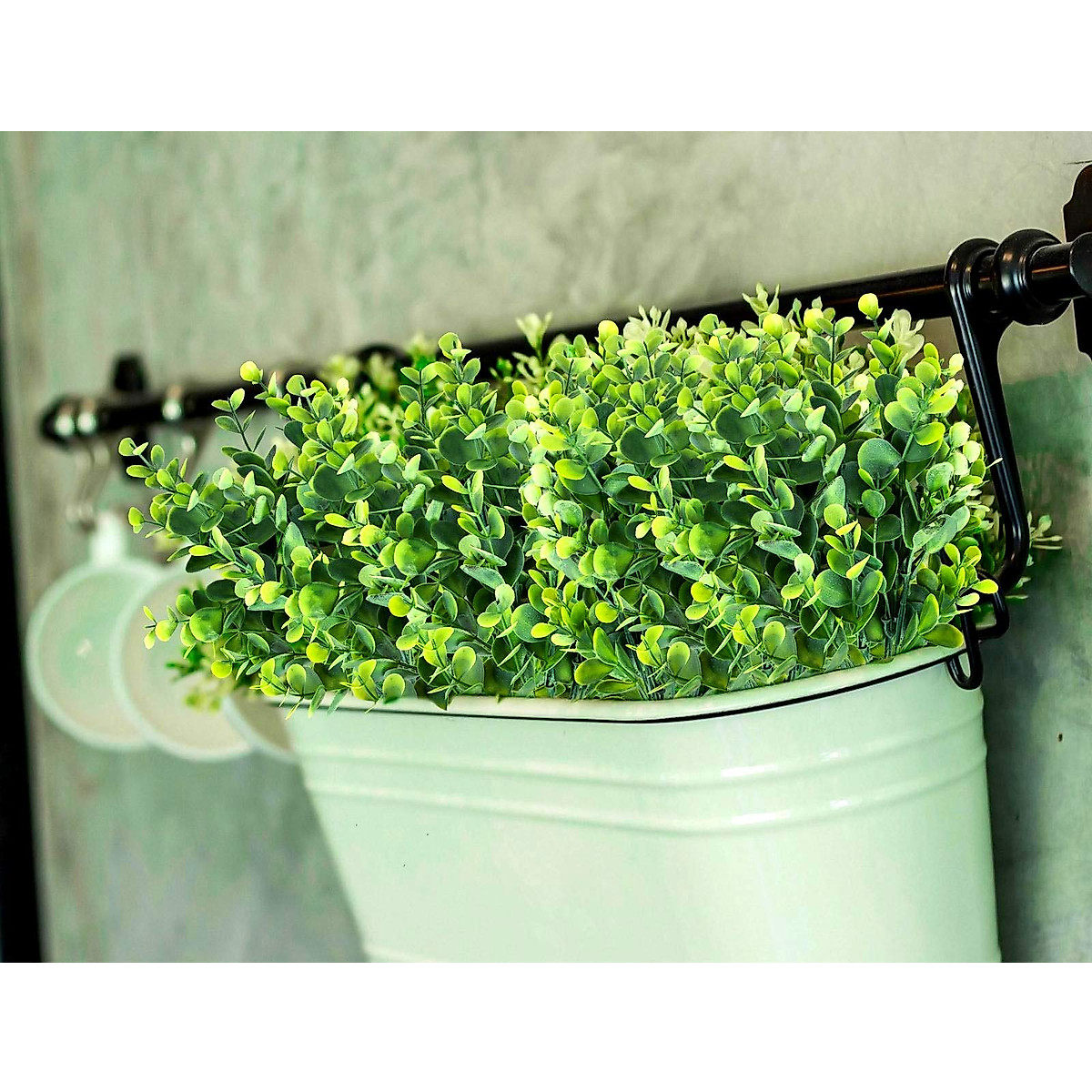 Ouddy Decor 20 Bundles Artificial Flowers for Outdoors Fake Flowers Faux Plastic Plants UV Resistant Spring Flowers for Garden Porch Office Window Box Table Home Decorations, Green