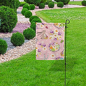My Little Nest Seasonal Garden Flag Easter Rabbit Flowers Basket Double Sided Vertical Garden Flags for Home Yard Holiday Flag Outdoor Decoration Farmhouse Banner 12"x18"