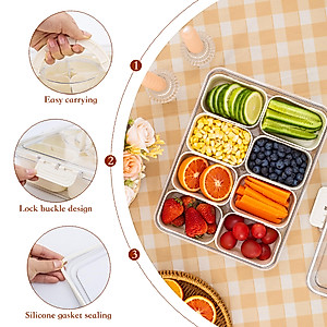 WACOI Divided Snack Serving Tray with Lid and Handle travel Snackle Box Charcuterie Container Portable Storage Organizer for Candy, Fruits, Nuts, Snacks 1Pack White